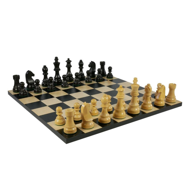 WorldWise Imports Natural Boxwood Pieces On Basic Chess Board Set Black ...