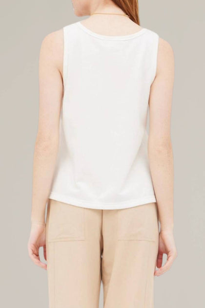 GRADE & GATHER Terry Knit Side Slit Tank Top In Off White | ShopSimon