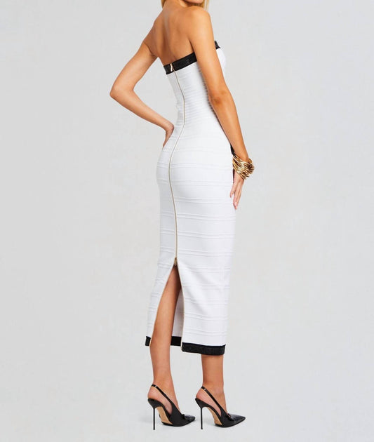 RETROFETE Jenn Dress In White And Black | ShopSimon
