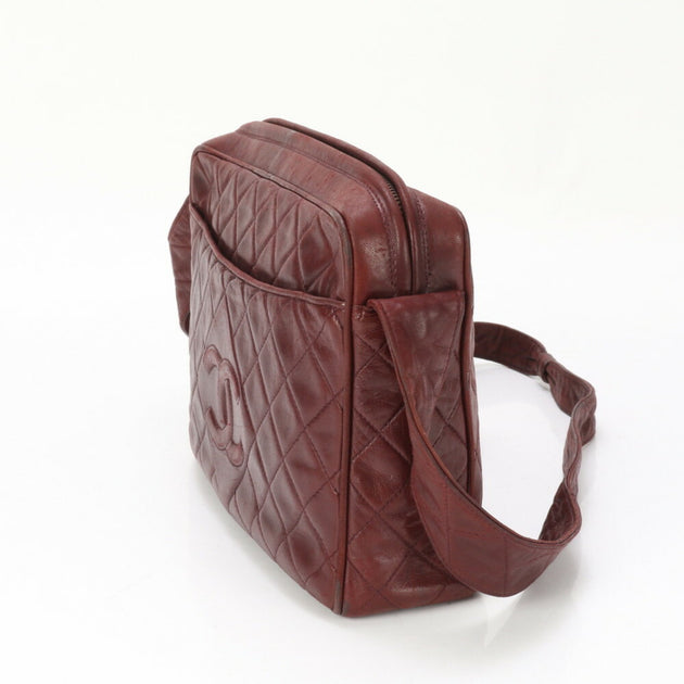 Chanel Color Wine Leather Shoulder Bag (pre-owned) | ShopSimon