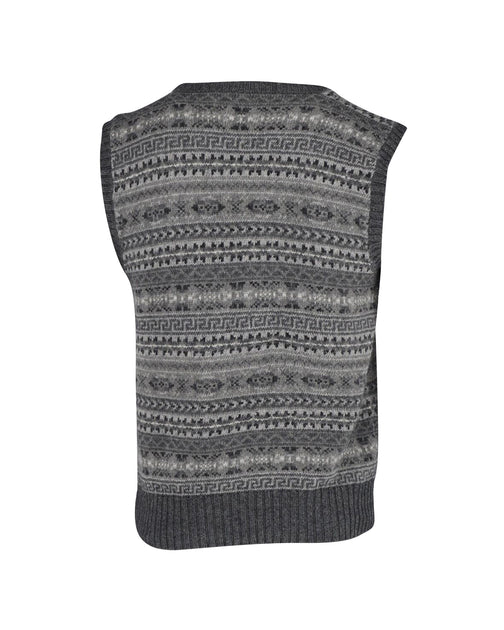 Polo Ralph Lauren Fair Isle V-neck Vest In Grey Silk Cotton | ShopSimon