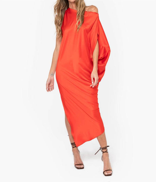 JBQ Mariah Midi Dress In Chilli Red | ShopSimon