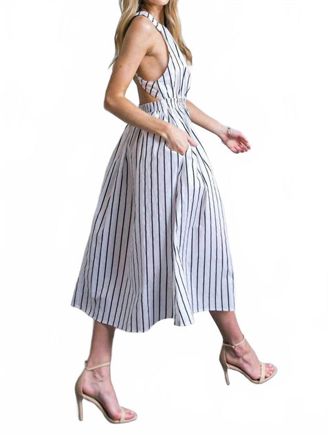 FLYING TOMATO Jet Set Dress In Black/white Stripe | ShopSimon