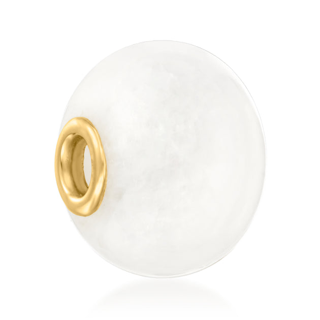 Ross-Simons White Kunlun Jade Bead Pendant With 14kt Yellow Gold ...
