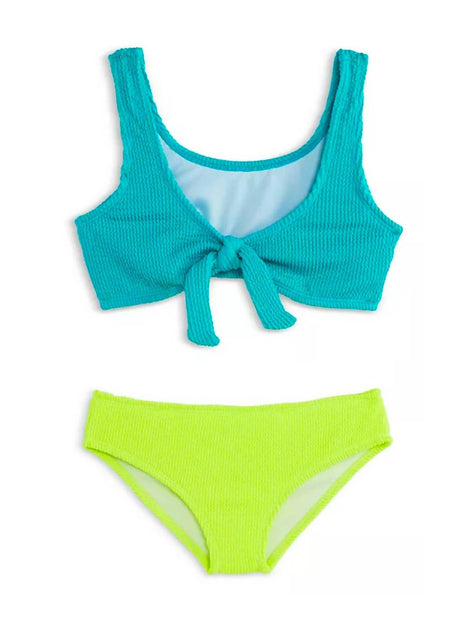 LIMEAPPLE Girls Izy Crinkle Tie Set Front Bikini Swimsuit In Turquoise ...