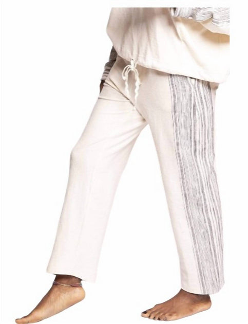 EVA FRANCO Stripe Chia Jogger Pants In White | ShopSimon