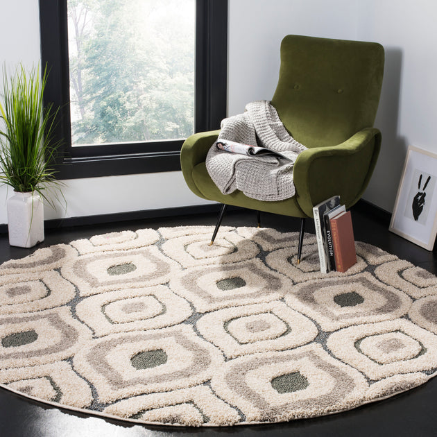 Safavieh Florida Shag Machine Made Area Rug, Cream / Light Blue Shag ...