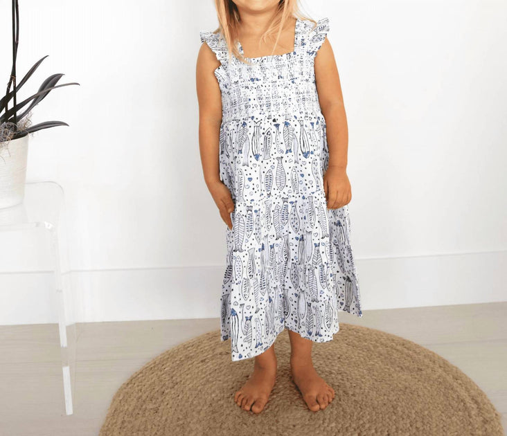 Erica Wilson Girl's One Fish Two Fish Moira Dress In One Fish Two Fish ...
