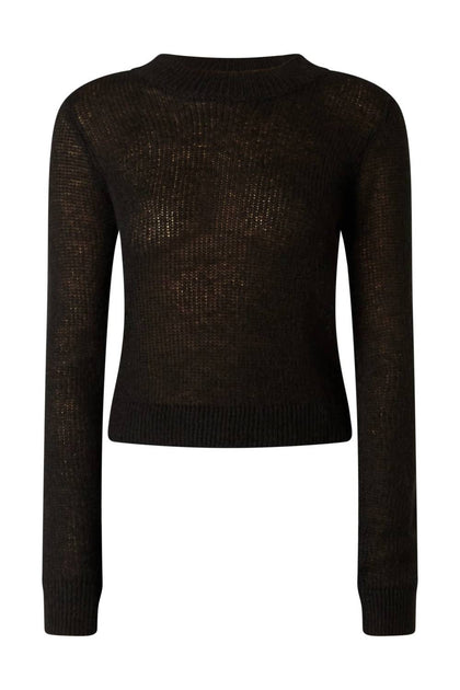 NIA Frank Open Knit Sweater In Black | ShopSimon