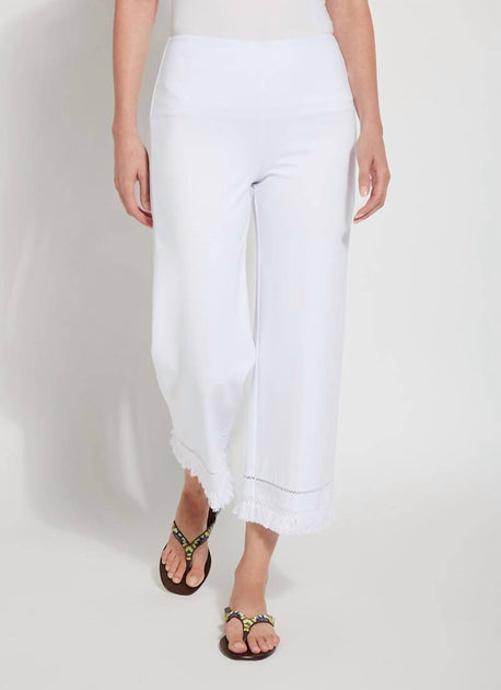 Lysse Frayed Bottom Capri In White | ShopSimon