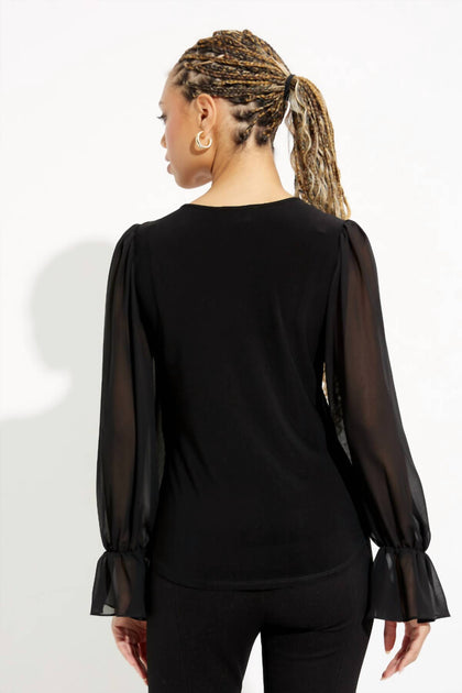 Joseph Ribkoff Keyhole Detail Top In Black | ShopSimon