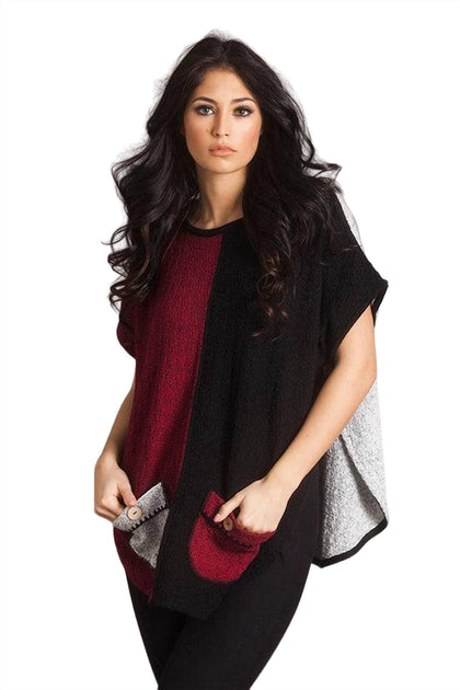 french kyss Reversible Poncho In Winecombo | ShopSimon