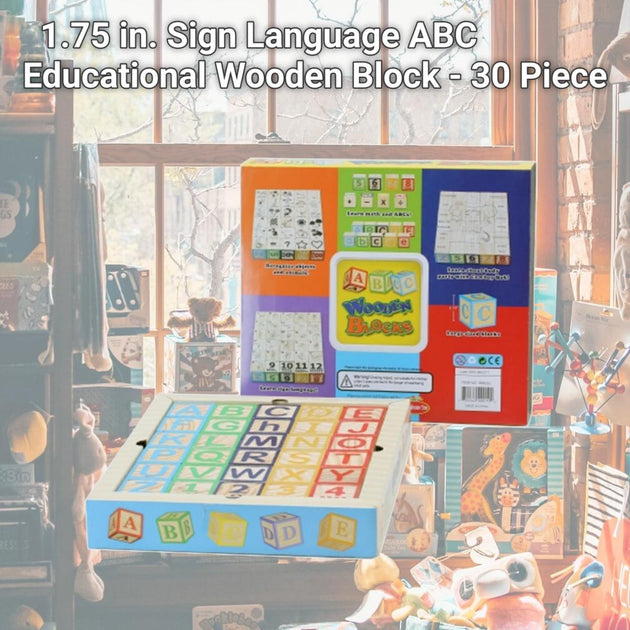 Omni Wodden Toys 1.75 In. Sign Language Abc Educational Wooden Block ...