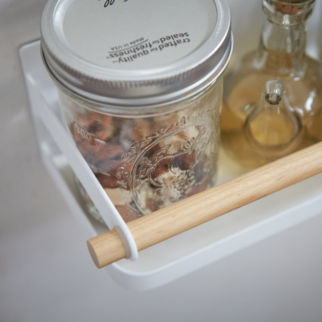 Yamazaki Home Magnetic Storage Caddy, Steel + Wood, Supports 3.3 Pounds ...