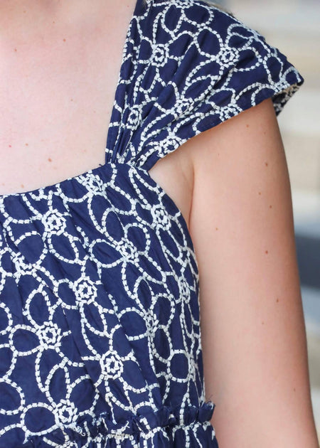 Sofie the Label Minos Eyelet Mini Dress In Navy | ShopSimon