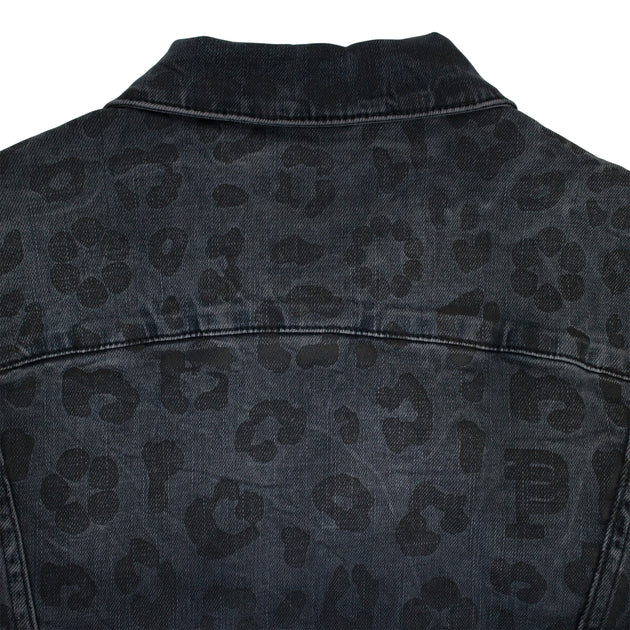 Purple Brand MONOGRAM LEOPARD PRINT TRUCKER Black DENIM JACKETS | ShopSimon