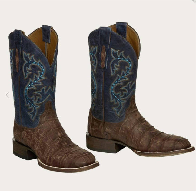 LUCCHESE Men's Giant Alligator Malcolm Exotic Boots In Brandy/navy ...