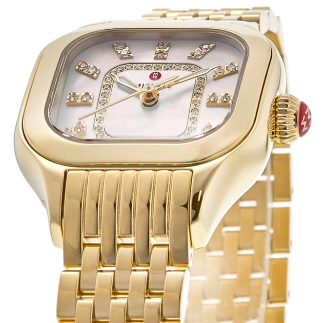 Michele Meggie Diamond Quartz Mother Of Pearl Dial 18k Gold-plated ...