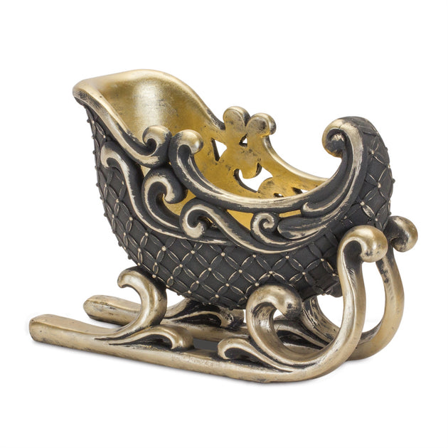 Melrose International Elegant Holiday Sleigh Decor 10"l - Black, Gold ...