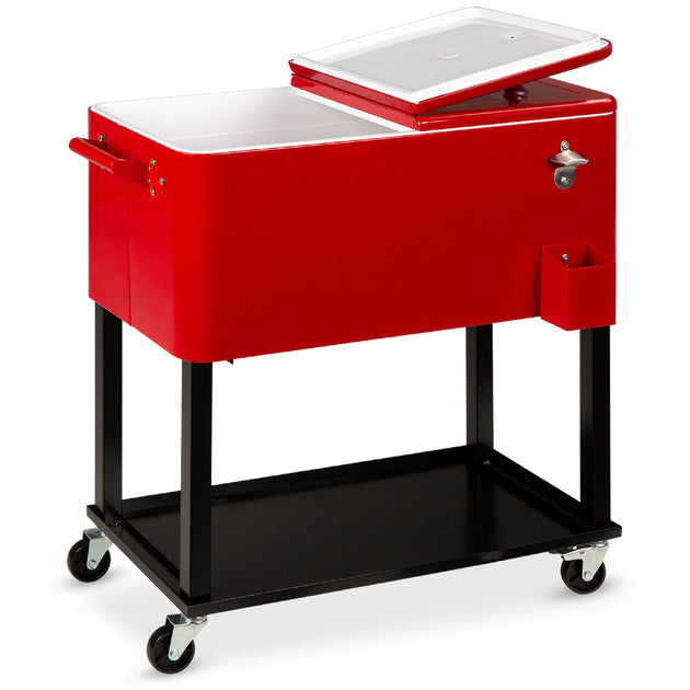 Best Choice Products 80qt Steel Rolling Cooler Cart W/ Bottle Opener ...