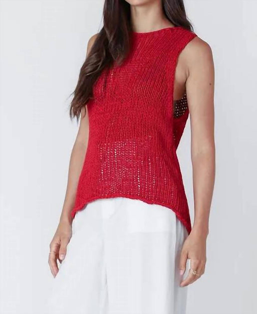Dex Open Knit Tank Top In Cherry | ShopSimon