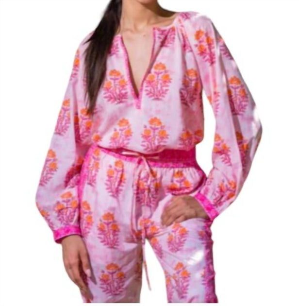 Bindu Bea Top In Pink/orange | ShopSimon