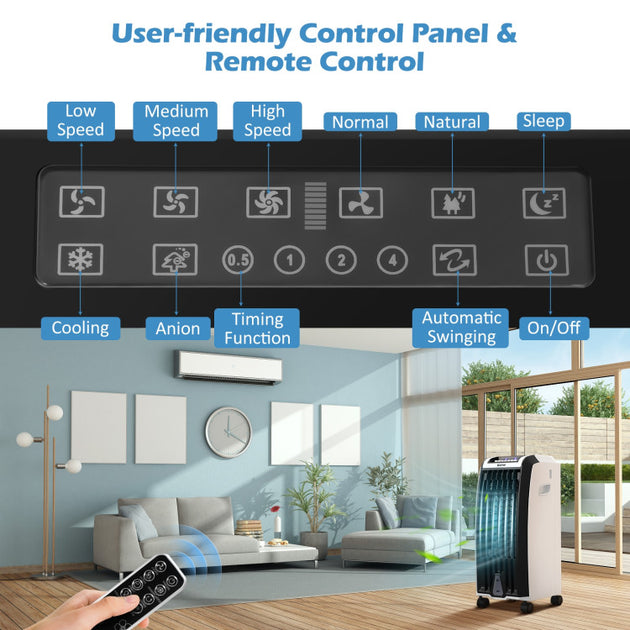 Hivvago Portable Evaporative Air Cooler with 3 Wind Modes and Timer for ...