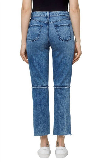 J BRAND Ruby Frayed Cropped Straight Raw Hem High Rise Jeans In Blue ...