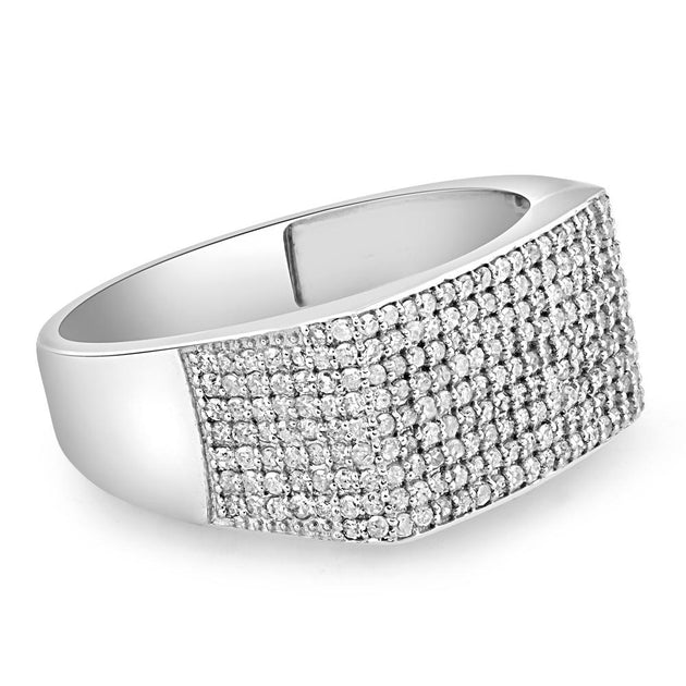 Pompeii3 1Ct Diamond Men's White Gold Pave Wedding Ring Anniversary ...