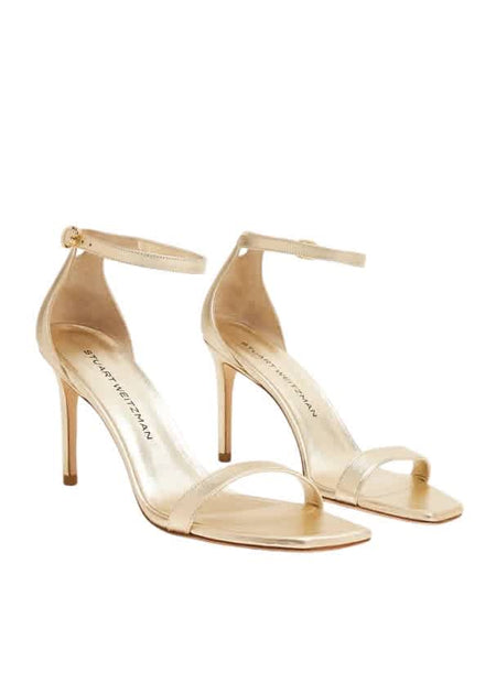 Stuart Weitzman Light Gold Nunakedcurve 85 Sandals | ShopSimon