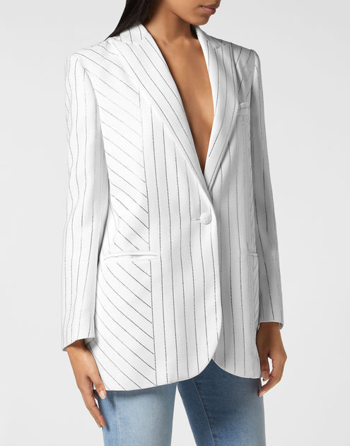 PHILIPP PLEIN Cady Blazer Crystal Pinstripe | ShopSimon