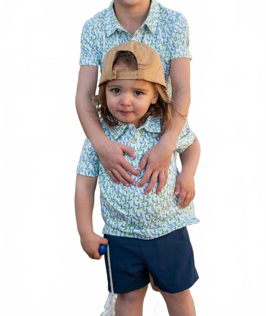 BURLEBO Kid's Polo In Bluebonnets | ShopSimon