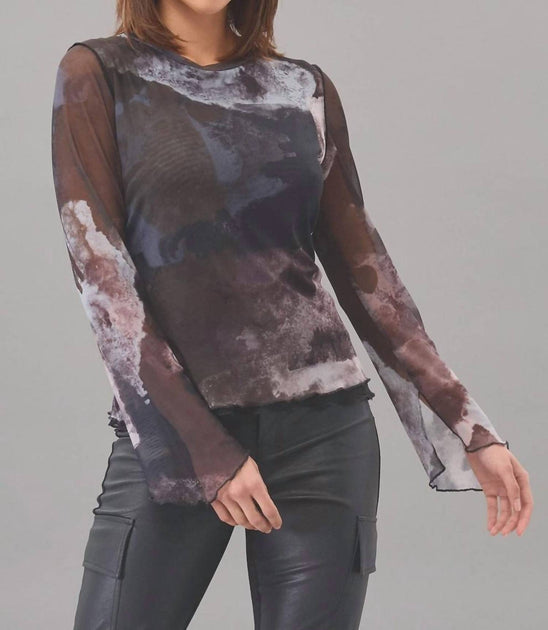 Lola & Sophie Full Moon Mesh Top In Charcoal | ShopSimon