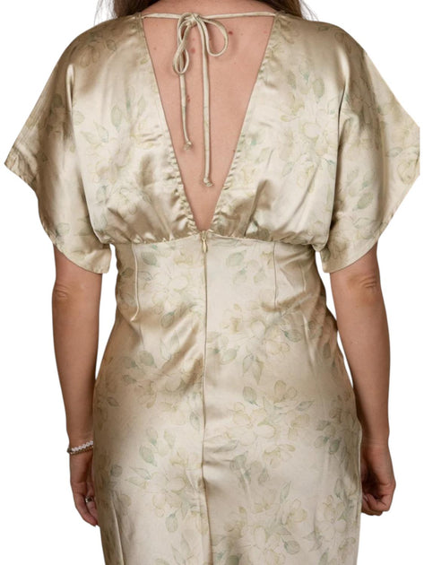 By Together Joslyn Floral Satin Midi Dress In Gold | ShopSimon