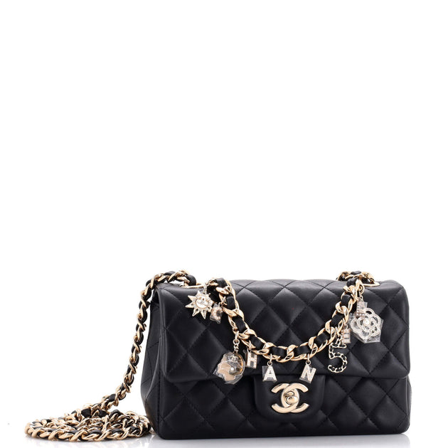 Chanel Coco Charms Classic Single Flap Bag Quilted Lambskin Mini ...