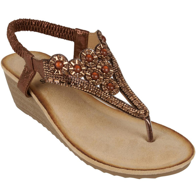 G.C. Shoes Womens Toe-Post Rhinestone Slingback Sandals | ShopSimon