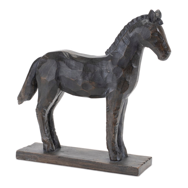 Melrose International Standing Horse With Base (set Of 2) - Black ...