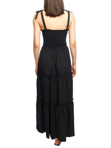 LBLC THE LABEL Darla Smocked Maxi Dress In Black | ShopSimon