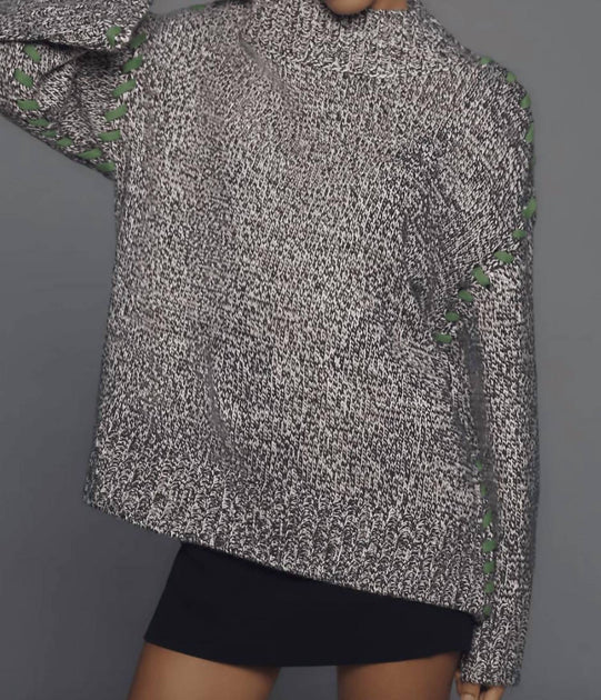 SIMON MILLER Leith Knit Whipstitch Sweater In Grey | ShopSimon