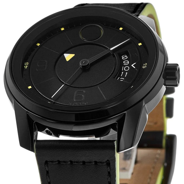 Movado Bold Verso Black Dial Leather Strap Men's Watch 3600696 | ShopSimon