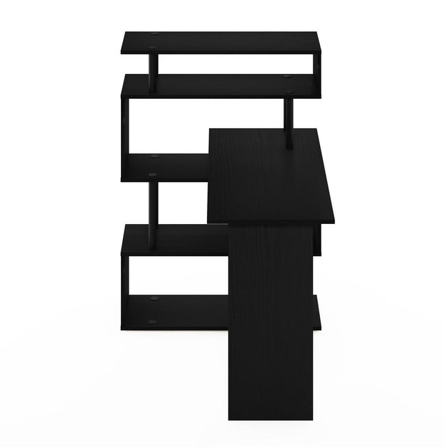 Furinno Moore L-shape Computer Desk With 5-tier Shelves, Americano ...