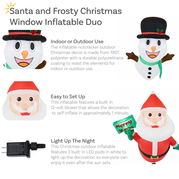 Sunnydaze Santa And Frosty Christmas Window Inflatable Duo | ShopSimon