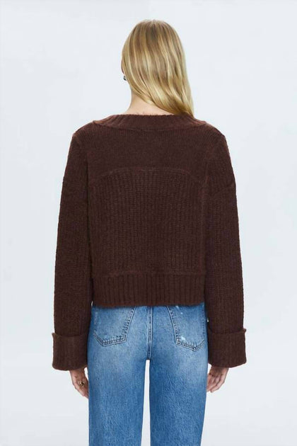 PISTOLA Joy Cropped Boxy Sweater In Dark Roast | ShopSimon