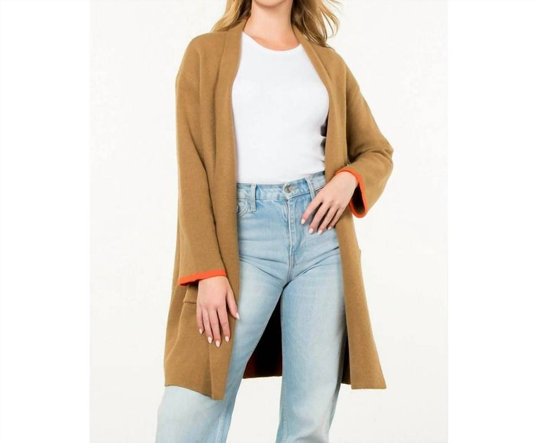 THML Molly Cardigan In Brown | ShopSimon