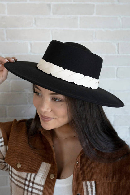 Jen & Co. Women's Ramsey Wide Trim Fedora In Black | ShopSimon