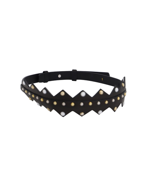 Maje Rivet Studded Belt In Black Leather | ShopSimon
