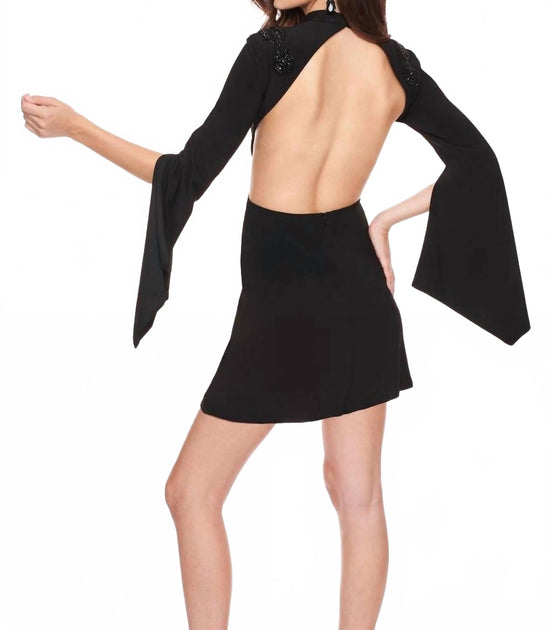 RACHEL ALLAN Open Back High Neck Cocktail Dress In Black | ShopSimon