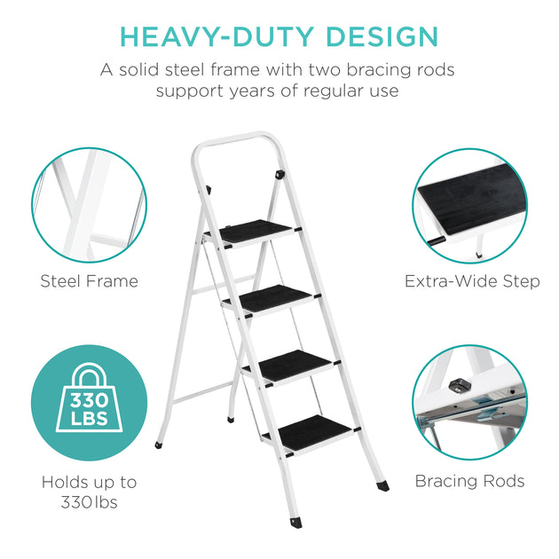 Best Choice Products 4-step Portable Folding Steel Ladder W/ Hand Rail ...