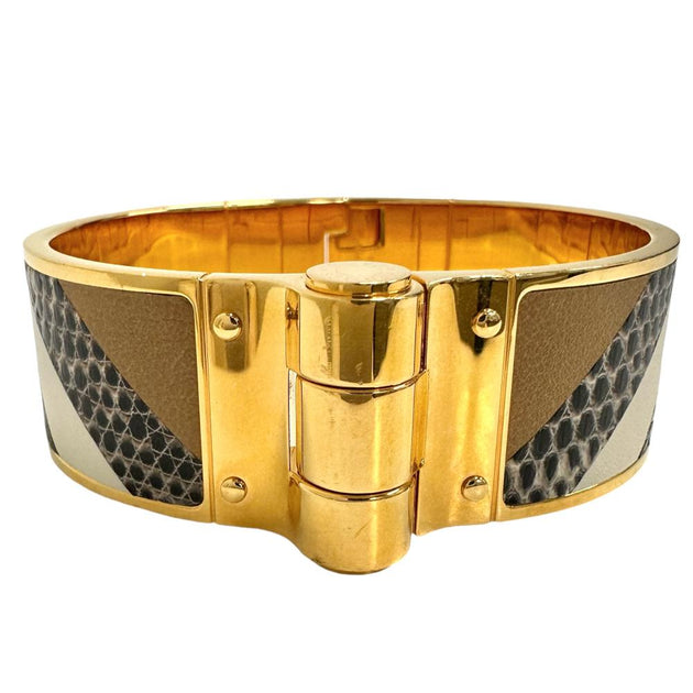 Hermès Hermes Charnieres GM Bangle Gold Python | ShopSimon