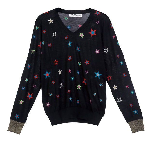 Replica Los Angeles Twinkle V-Neck Sweatshirt In Black/multi | ShopSimon